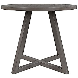 Knocbel Mid-Century Modern Round Dining Table with X-Shaped Base, Ideal for Small Spaces, 200lbs Weight Capacity, 36" Dia x 30" H (Gray)