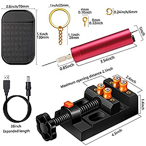 Electric Resin Drill Set,Pin Vise for Resin Molds Jewelry Casting, YASPIT Anti-Skid Drill Press Vise, 210 PCS Keychain making Supplies, Precision Hand Drill Kit for DIY Resin Keychains Jewelry Making