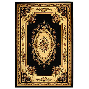 SAFAVIEH Lyndhurst Collection 5'3" x 7'6" Black/Ivory LNH218A Traditional European Medallion Non-Shedding Living Room Bedroom Dining Home Office Area Rug