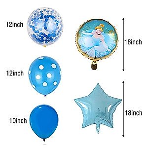 Happy Birthday Set Princess Cinderella Foil Balloons for Kids Birthday Baby Shower Princess Theme Party Decorations