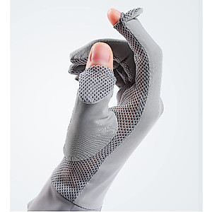 Reflective Mesh Driving Gloves for Women Summer Anti-UV Protection Sunscreen 2 Fingers Flip Touchscreen Cooling Breathable Gloves Cycling Riding Full Palm Sport Non-Slip Grip Motorcycle Golf Mittens