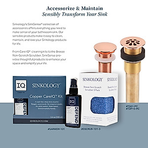 Sinkology SB202-19NU Strauss Dual Mount Handmade Pure Solid, 19", Naked Copper Bath Sink