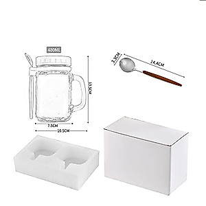 Neegaurd 2 Pack Overnight Oats Containers with Lid and Spoon, 16 Oz Large Glass Overnight Oats Jars with Portable Handle, Reusable Airtight Glass Oatmeal Cups for Cereal Yogurt and Parfait