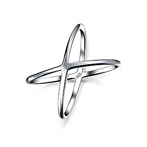 Delicate Thin Open Modern Simple Geometric Atomic X Criss Cross Ring For Teen For Women .925 Sterling Silver