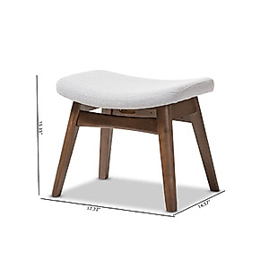 Baxton Studio Vera Mid-Century Modern Light Grey Fabric Upholstered Ottoman