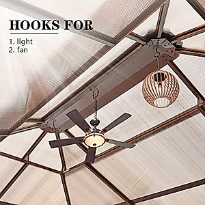 MELLCOM 12x14ft Hardtop Gazebo, Polycarbonate Double Roof Aluminum Gazebo, Outdoor Waterproof Canopy Gazebo with Netting and Curtains for Backyard, Deck, Patio