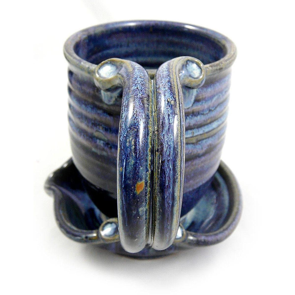 Hand-Sculpted Stoneware Microwave Bacon Cooker Mug, Made in USA (French Blue Blend)