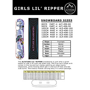 Girls Lil' Ripper Beginner (Rocker Camber) Snowboard 90CM