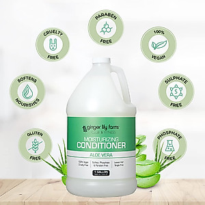 Ginger Lily Farms Club & Fitness Moisturizing Conditioner for Dry Hair, 100% Vegan & Cruelty-Free, Aloe Vera Scent, 1 Gallon (128 fl oz) Refill, white