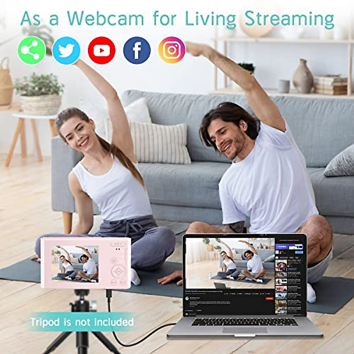 Saneen Digital Camera, FHD 4K & 44MP Kids Video Cameras for Photography with 32GB SD Card 16X Digital Zoom, Compact Point and Shoot Small Camera for Beginners, Kids and Teens-Pink