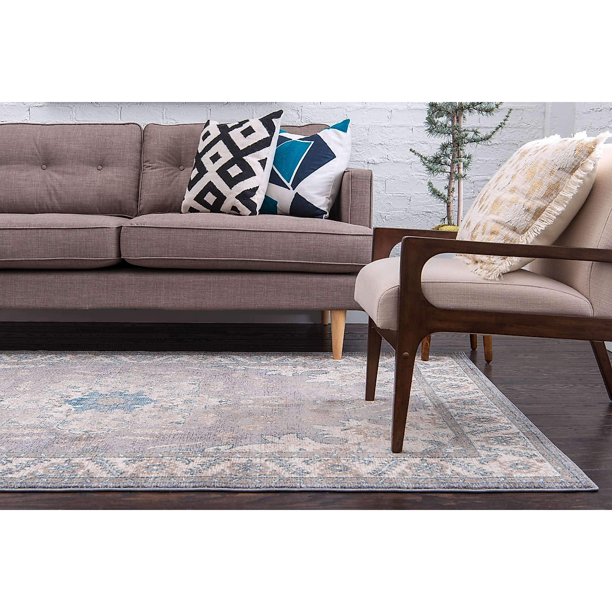 Unique Loom Salzburg Collection Classic Traditional Design Oriental Inspired Border Area Rug, 3 ft 3 in x 5 ft 3 in, Gray/Beige