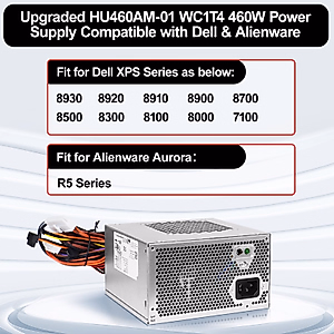 LXun Upgrad HU460AM-01 WC1T4 D460AM-03 460W Power Supply Compatible with Dell XPS 8930 8920 8910 8900 8700 8300 Alien-Ware Aurora R5 Replacs DPS-460DB-15 AC460AM-01 WY7XX L350AM-00 AC460AD-00 PSU