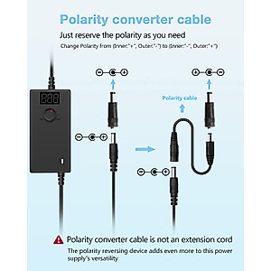 Aclorol Universal Power Adapter 36W 12V 9V 7.5V 6V 5V 4.5V 3V Adjustable Variable Power Supply AC/DC Adapter Converter Switching 100V-240V AC to DC 3V-12V with Polarity Converter & 14 Tips