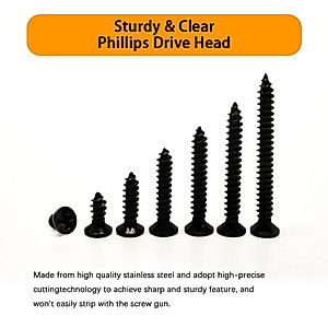 Indprod M4 Flat Head Self Tapping Wood Screws Assortment Fasteners Kit 360Pcs,Phillips Drive Countersunk Head Self-Tapping Screws,Carbon Steel