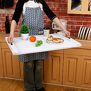 Chunful Stove Top Cover Board 30 x 22 Inch Wood Stove Top Cover Rustic Noodle Board Stove Cover with Handles for Electric Stove Gas Burners Kitchen Counter(White)