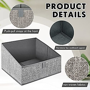 12 Pcs Closet Baskets Trapezoid Storage Bins Closet Storage Bins Foldable Fabric Bins Closet Shelf Organizer Bins Storage Box for Clothes Books Baby Toiletry Dvd Toys Towel, 11.4 x 11.4 x 7.9 Inch