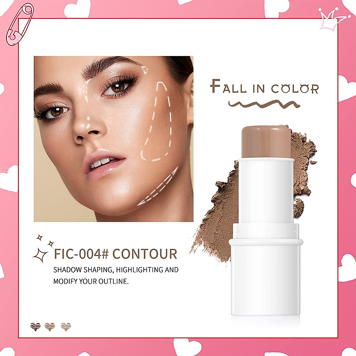 Yeweian Contour Stick, Face Concealer Stick, Bronzer Facial Repair 3D Wonder Stick Face Body Shading Stick Cream（04 Contour）