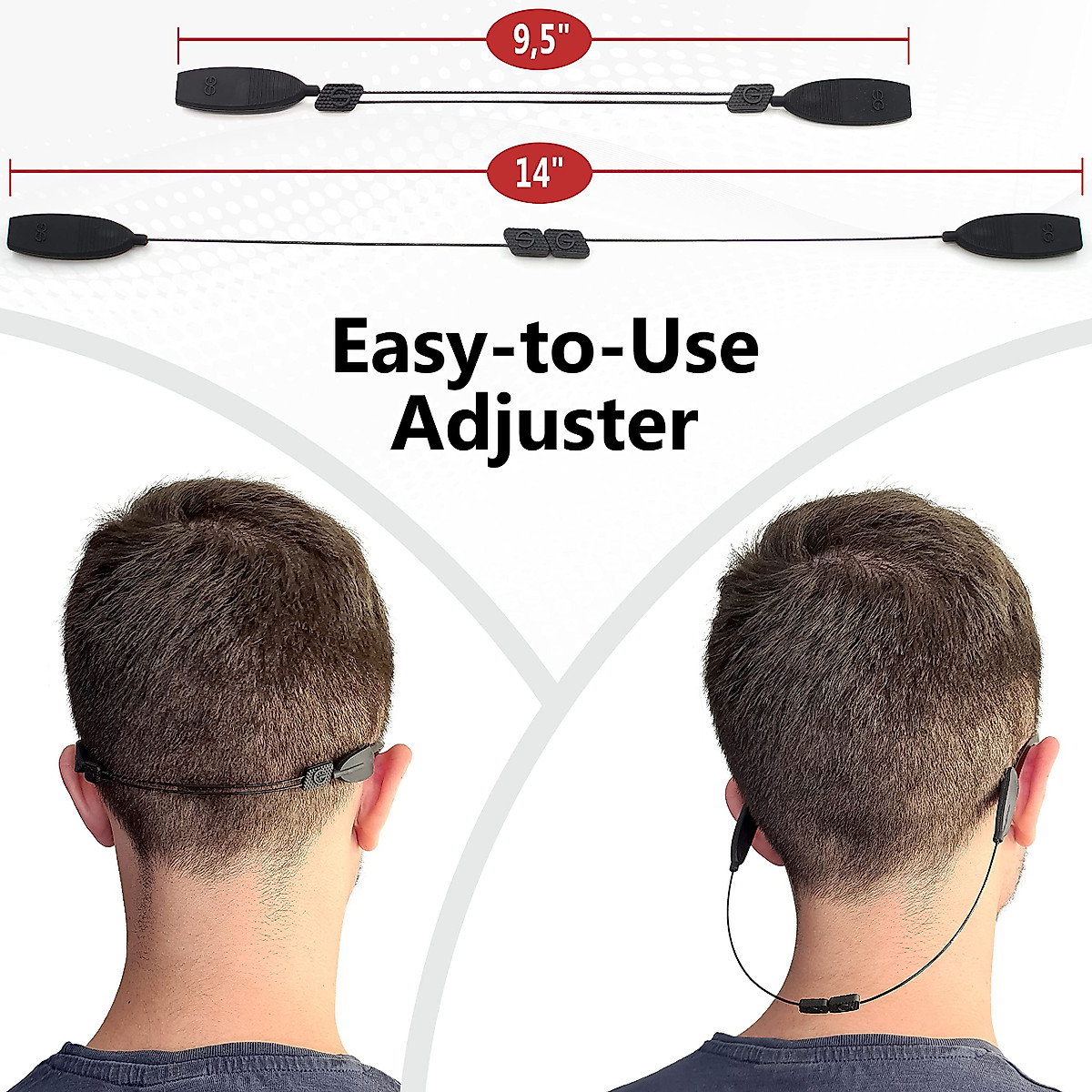 SIGONNA Eye Glasses String Strap Holder - No Tail Glasses Strap - Adjustable Eyeglass Strap - Wired Sunglasses Strap for Men - 14" Glass Lanyard for Women - 2 Cords