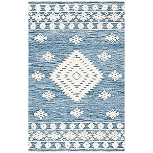 Safavieh Aspen Collection 3' x 5' Navy/Ivory APN550N Handmade Moroccan Boho Tribal Wool Area Rug