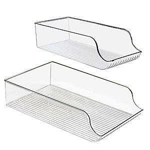 Practical Set of 2 Soda Can Organizer and Canned Food Bin Stackable Dispenser for Refrigerator - Open Front And Transparent Design, Hold up to 9 cans and water bottles, Shatter-Proof