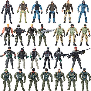 Tuanse 26 Pcs SWAT Team and Military Action Figures Playset With Weapons, Army Toys for Kids Boys Girls