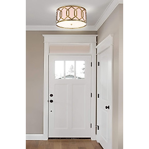 JONATHAN Y JYL3500A Hex 3-Light 16.25" Metal LED Flush Mount Contemporary,Transitional Dimmable, 2700K Cozy Warm Light, Kitchen,Hallway,Bathroom,Stairwell, Brass Gold