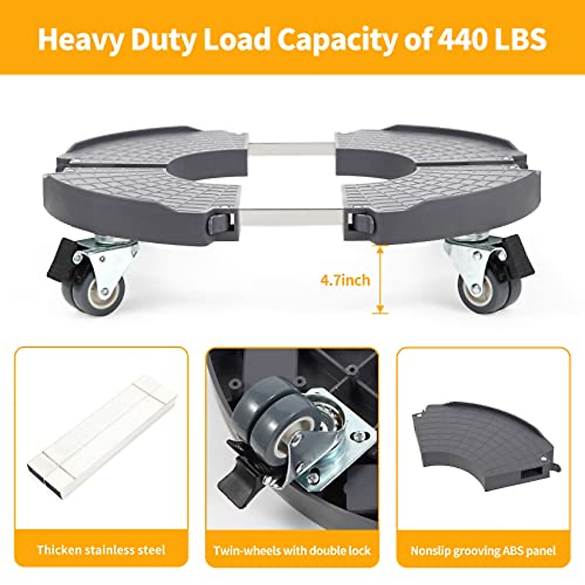 Nefish Plant Caddy Heavy Duty, Rolling Plant Stand with Wheels Adjustable 15-21 Inches, Planter Dolly Lockable for Indoor Outdoor Large Garden Flower Pot Mover, Plant Stroller