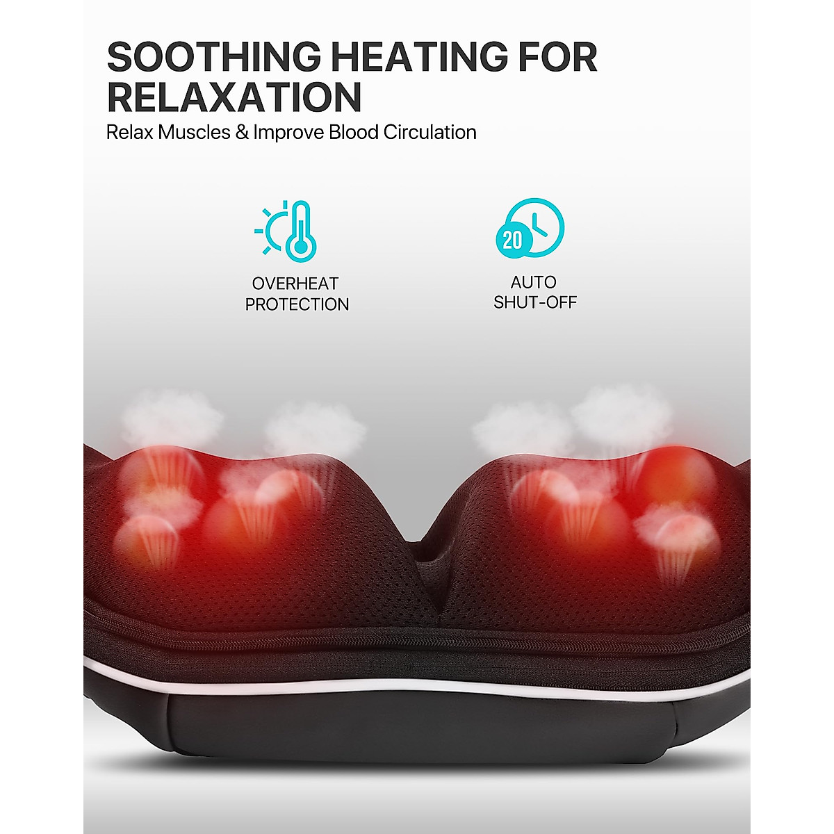 ALLJOY Shiatsu Back and Neck Massager with Heat, Electric Deep Tissue 3D Kneading Massage Pillow for Shoulder, Legs, Foot and Body, Relax Gifts for Women Men Mom Dad