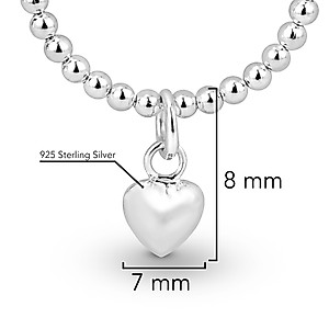 AeraVida Lovely Heart Dangle Eternal Love Beaded Sterling Silver Ring | Statement Fashion, Promise Ring, Couple Unisex Ring | Simple Jewelry Gift All Occasions | Size 11