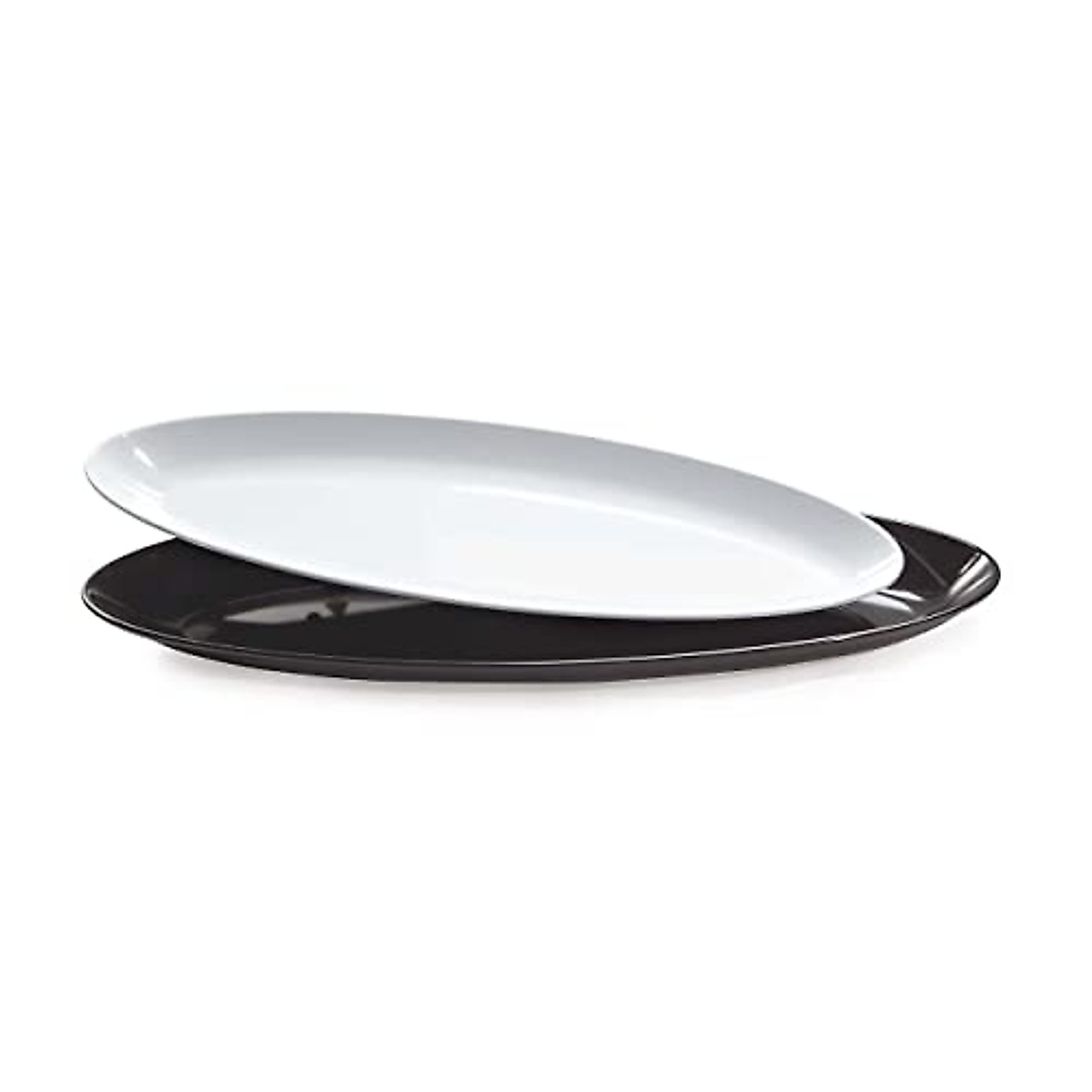 G.E.T. ML-256-W White 10.4 qt., 30" x 11.75" Deep Oval Platter, Break Resistant Dishwasher Safe Melamine Plastic, Siciliano Collection