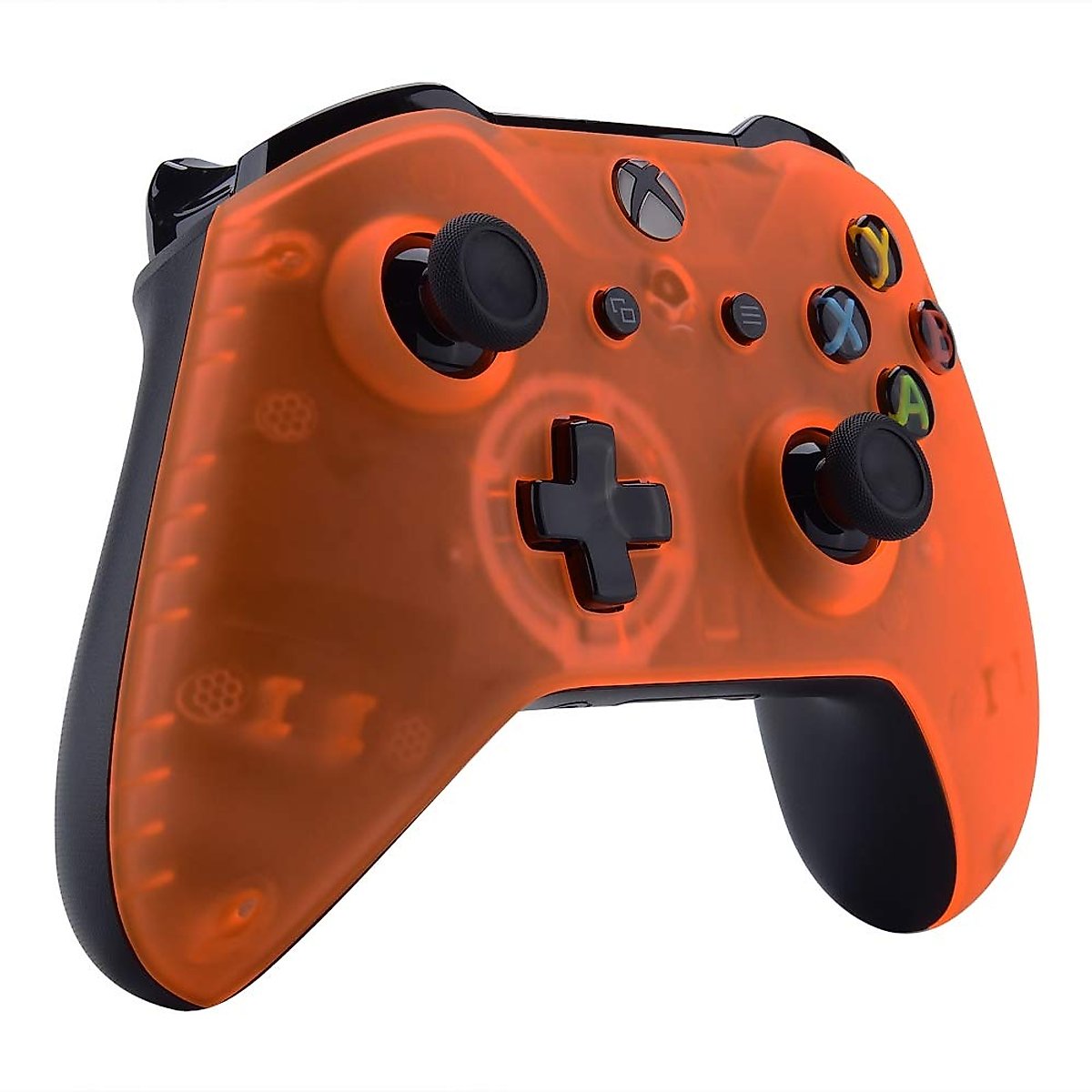 eXtremeRate Foggy Clear Orange Faceplate Cover for Xbox One Wireless Controller (Model 1708), Custom Case Front Housing Shell for Xbox One S & Xbox One X Controller - Controller NOT Included