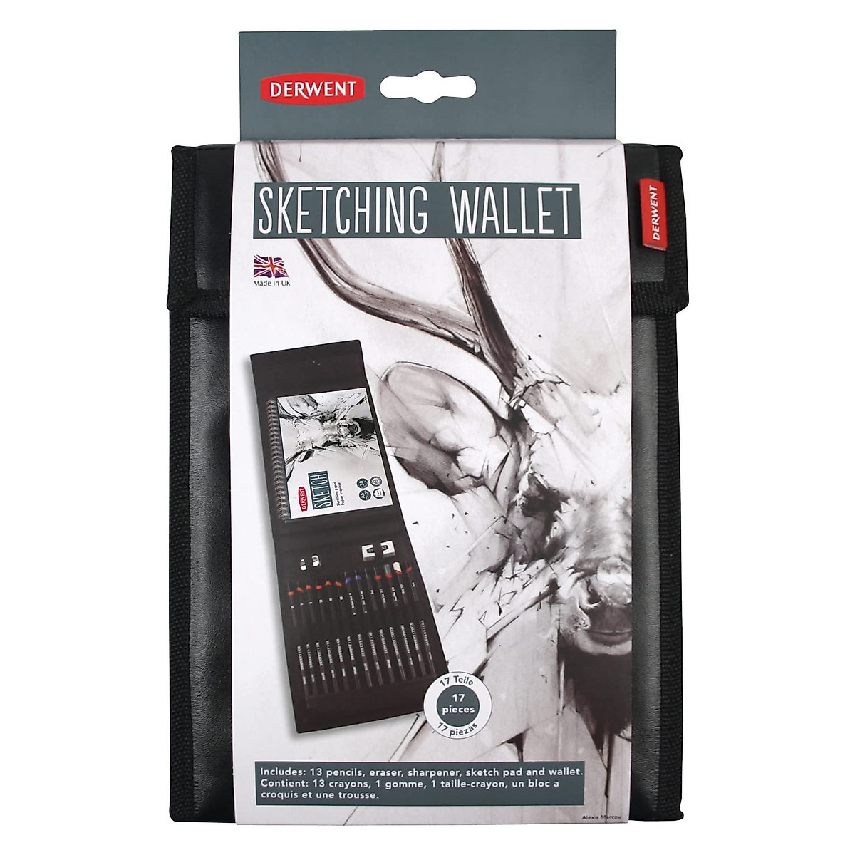 Derwent Sketching Wallet, 17 Pieces Per Set (2300218),Grey