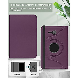 DETUOSI Rotating Case for Samsung Galaxy Tab 3 Lite 7.0" 2014 (SM-T110/ T113), 360° Swivel Multi-Angle Stand Folio Lightweight Leather Book Cover + Protective Hard Back Shell + Elastic Strap Closure