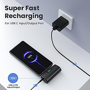 Small Portable Charger 5200mAh,Upgraded PD USB C Power Bank Built-in USB-C Connector,LCD Display Battery Pack,Compatible with iPhone 15/15 Plus/15 Pro/15 Pro Max/iPad Pro/Samsung Android Phone etc