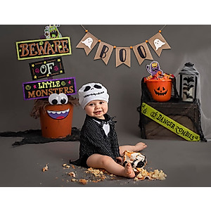 Boo Burlap Banner - Scary Halloween Decoration, Halloween Party Decorations, Here for The Boos Banner with Ghost, Fireplace Garland