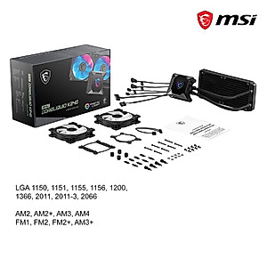 MSI MPG CORELIQUID K240 CPU Liquid Cooler-LCD Pump with 60mm Fan,2 x 120mm ARGB TORX Fan 4.0,Evaporation-Proof Tubing,GI Cooling and Mystic Light Software-AMD and Intel Socket Compatible