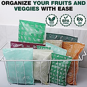 Eparé Reusable Produce Bags for Grocery Washable - Set of 10 Bulk Vegetable Bags For Refrigerator - Grocery Store Produce Bags - Green Crisper Bag for Fruit & Other Veggie Products