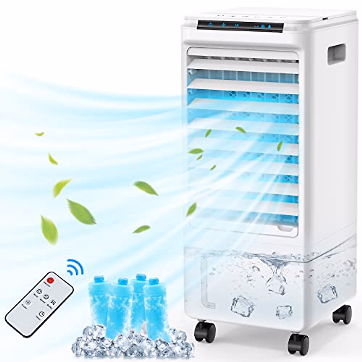 Evaporative Air Cooler, AOLOS Room Air Conditioner Fan, 3 IN 1 Portable Air Cooler w/Remote, 3 Speeds, 1.85-Gal, 7H Timer & 40°Auto Oscillation, Air Conditioner Portable for Room Garage Office