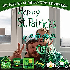 6 Pieces St. Patrick's Day Table Wooden Gnome Sign St. Patrick's Tiered Tray Decor Irish Tabletop Wooden Shamrock Lucky Decoration Green Truck Wooden Block Sign for Home Desk Centerpiece Party Decor