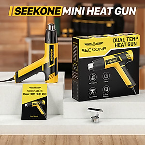 SEEKONE Mini Heat Gun, 600W Dual Temperature Hot Air Gun Tool 572℉&932℉, With 4.9Ft Long Cable and Overheat Protection for Crafts, Embossing, Paint Stripping, Shrink Wrap, and Heat Shrink Tube