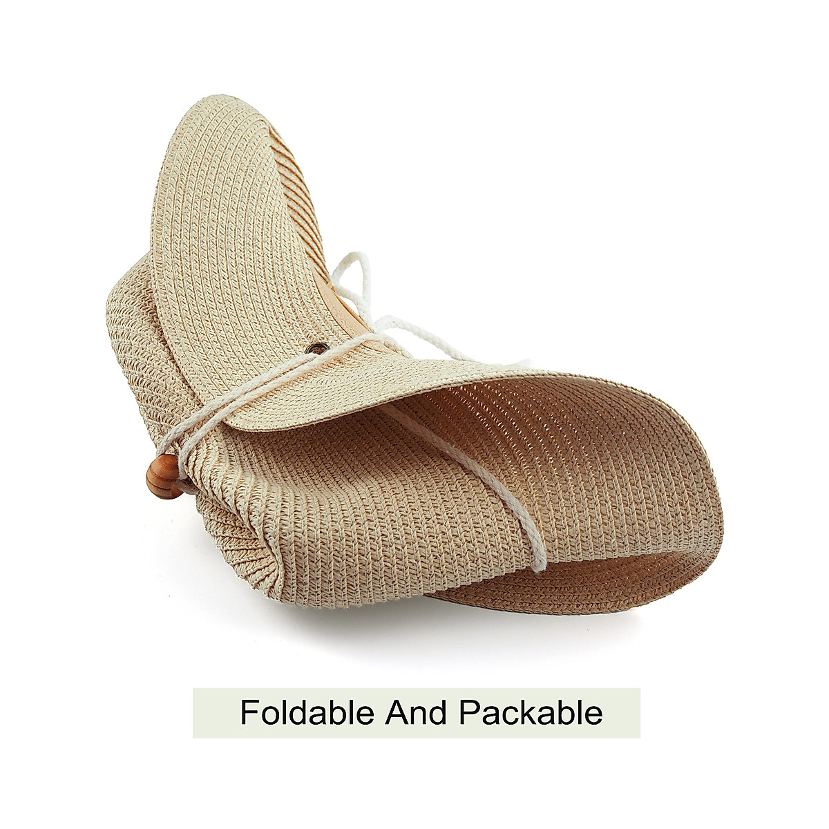 Koreshion Women Straw Panama Hat Summer Wide Brim Fedora Cap Beach Sun Hats UV UPF50+ Beige