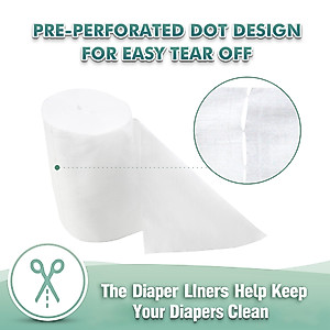 wegreeco Unscented Diaper Liners - Fragance Free and Chlorine Free Cloth Diaper Liners - 100 Sheets Per Roll (2 Roll)
