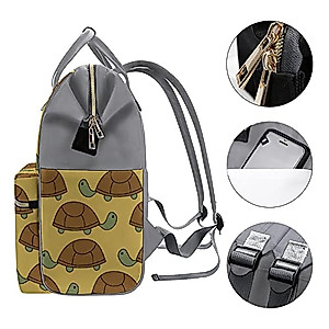 Turtle Pattern Diaper Bag Backpack Large Capacity Mommy Bags Multifunction Nappy Bag Travel Back Pack Gray-Style