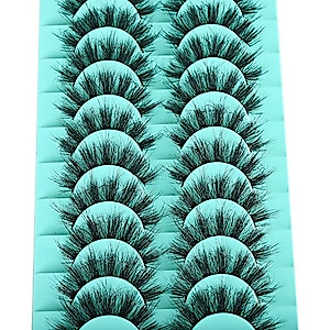 APCYUST Mink Lashes Fluffy Wispy Eyelashes Medium Natural Eye Lash Pack Thick Full Small Strip Eyelash Set Thin Band Russian Strips Lash Extension (Spiky Lash | 11-17mm)