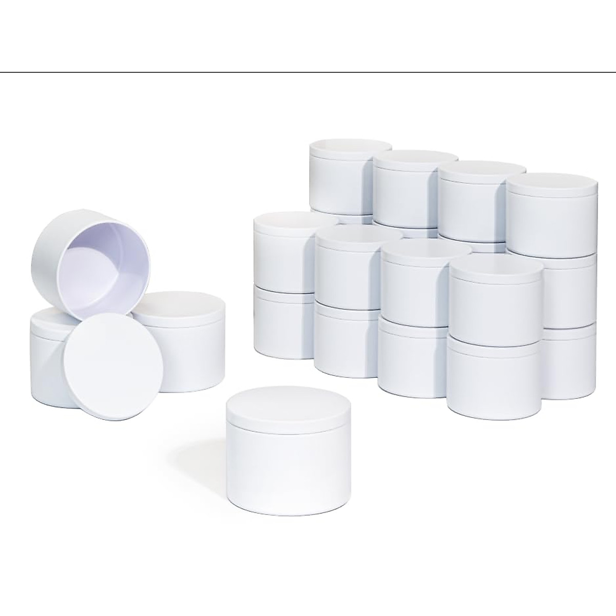 Aroparc White Candle Tins - 8oz, 24 Piece, Straight Sided Bulk Candle Containers for Candle Making Supplies