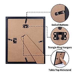 4x6 Black Picture Frame Set of 6, Multi Frames Matted to Display Photos 4x6 with Mat or 5x7 without Mat for Wall and Tabletop