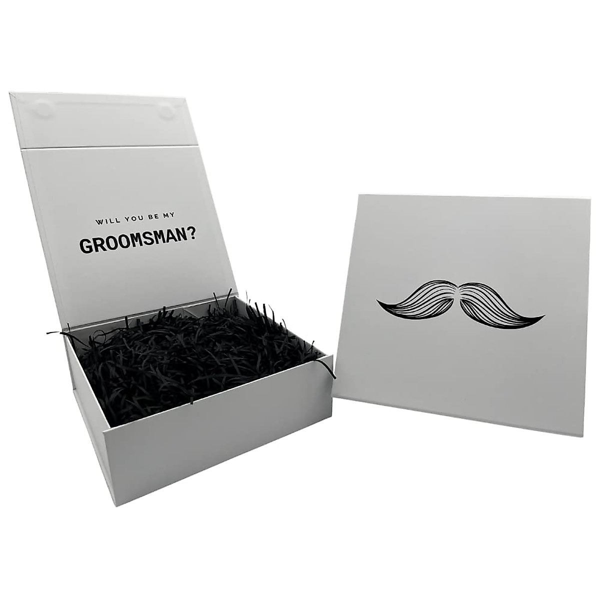 Groomsman Proposal Box | 1 Magnetic Lid Box | 1 Premium Groomsman Box | Groomsman Box, White & Black
