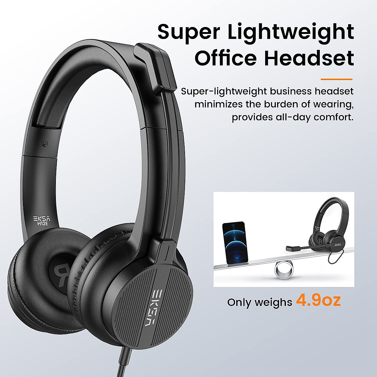Headsets with Microphone for Laptop, 3.5mm Wired Computer Headset Super-Lightweight Noise Cancelling Headphones with in-line Control Volume & Mute, PC Headset Perfect for Classroom, Home or Office