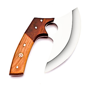 Damascus Steel UK-9002 Handmade J2 Stainless Steel ULLU Knive -Beautiful Olive & Rose Wood Handle