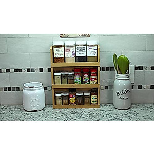 Lipper International Bamboo Wood 3-Tier Spice Rack 8840 - Space Saving 12" x 2.3" Vertical Storage for Spices or Craft Supplies - Attached Ring Hangers, Easy Hand Wash Maintenance